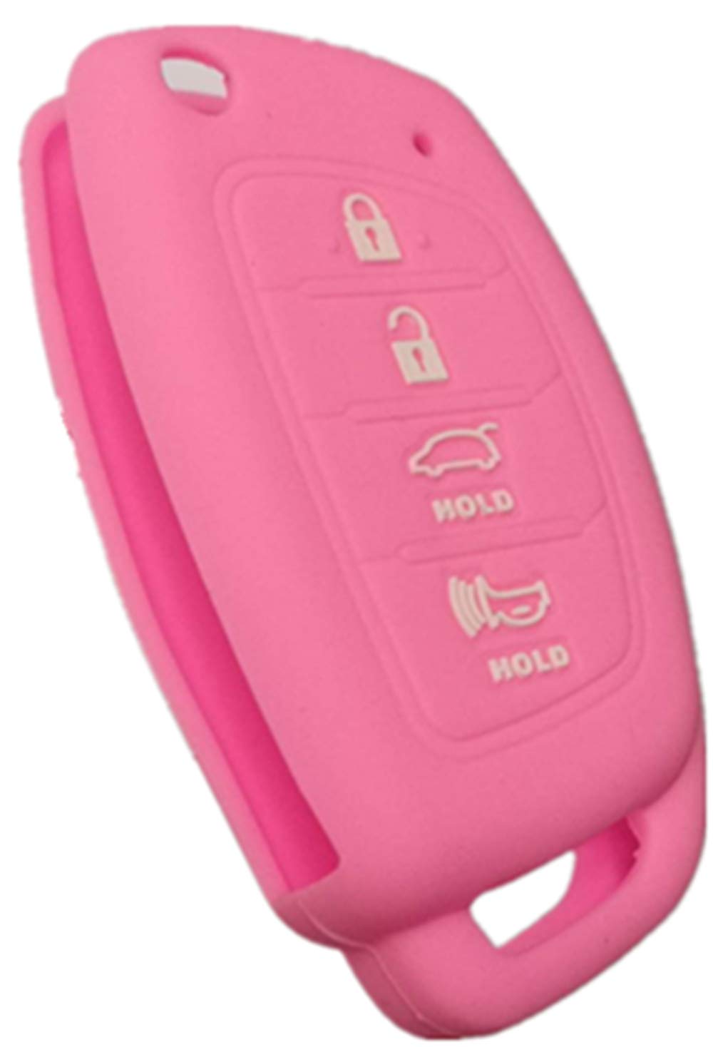 RUNZUIE 4 Buttons Silicone Flip Folding Remote Key Fob Cover Protector Shell Compatible with Hyundai Santa Fe Pink (Not Fit The Smart Key Fob)