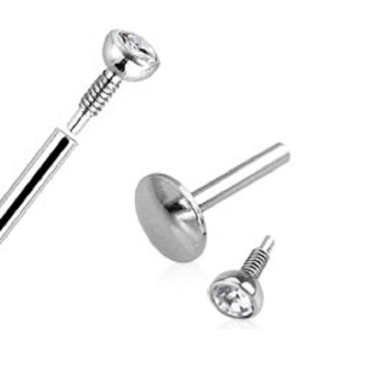 Oasis Plus 10pcs 2mm Sparking Clear Crystal 16G Monroe Labret Stud Chin Lip Barbell Nose Rings