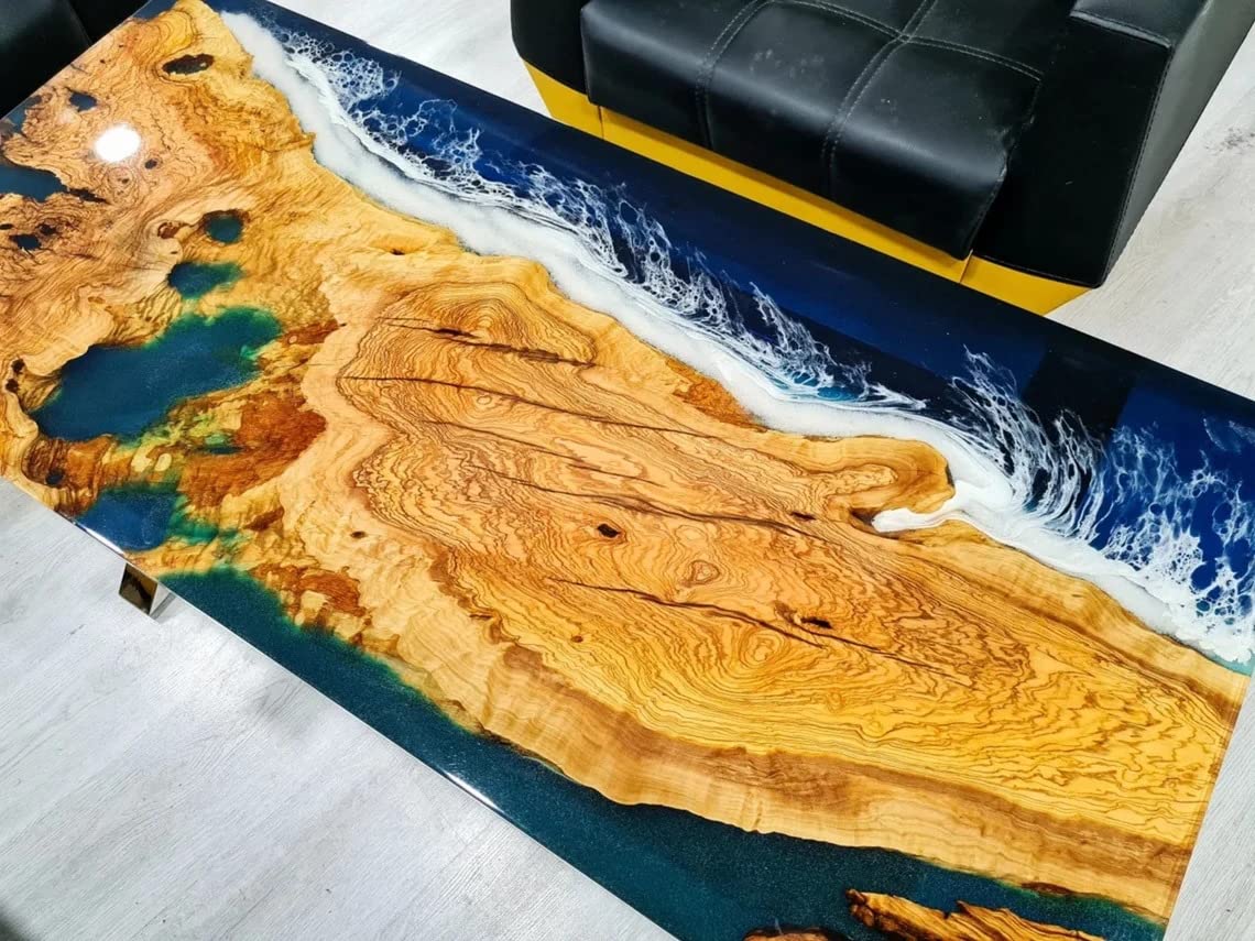 Personalized Large EPOXY Table, Resin Dining Table for 2, 4, 6, 8 River Dining Table, Wood Epoxy Coffee Table Top, Living Room Table (without Stand, 24 x 12inches)