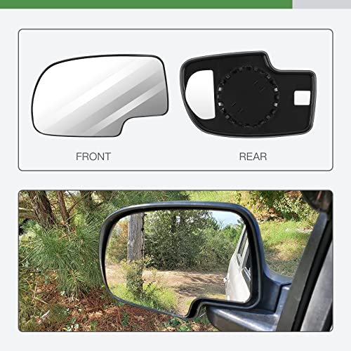 SCITOO Replacement Mirror Glass Driver Side Compatible with 1999-2006 for Chevy Silverado Pickup 2007 for Chevy Silverado Pickup 2000 for Chevy Suburban 2001-2006 for GMC Yukon XL for GMC Sierra