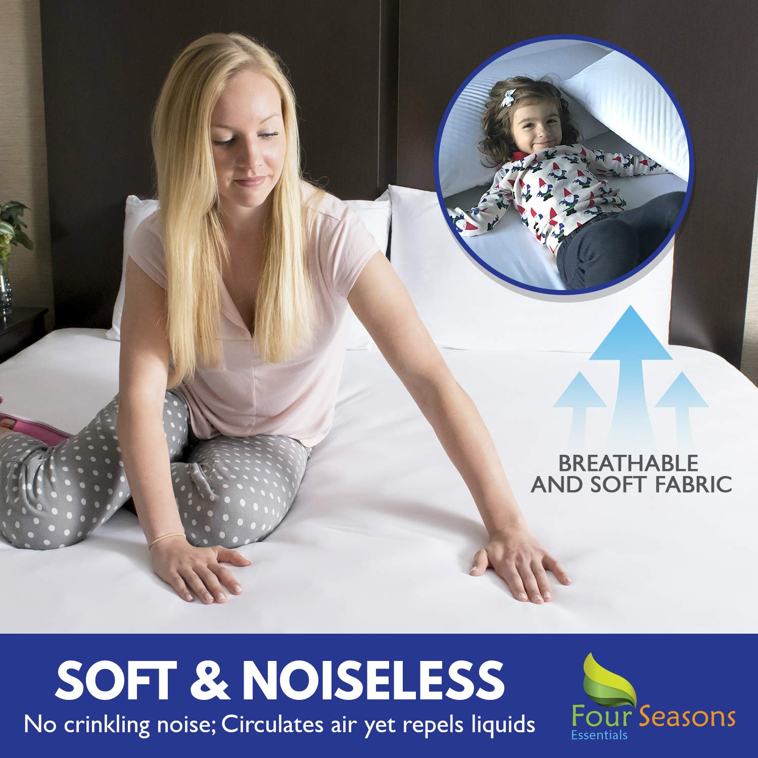 Split Queen Waterproof Mattress Protector 30" x 80" (2PCs) - Fitted Sheet Mattress Cover with Deep Pockets - Hypoallergenic, Breathable, Water Proof, Noiseless, Vinyl Free