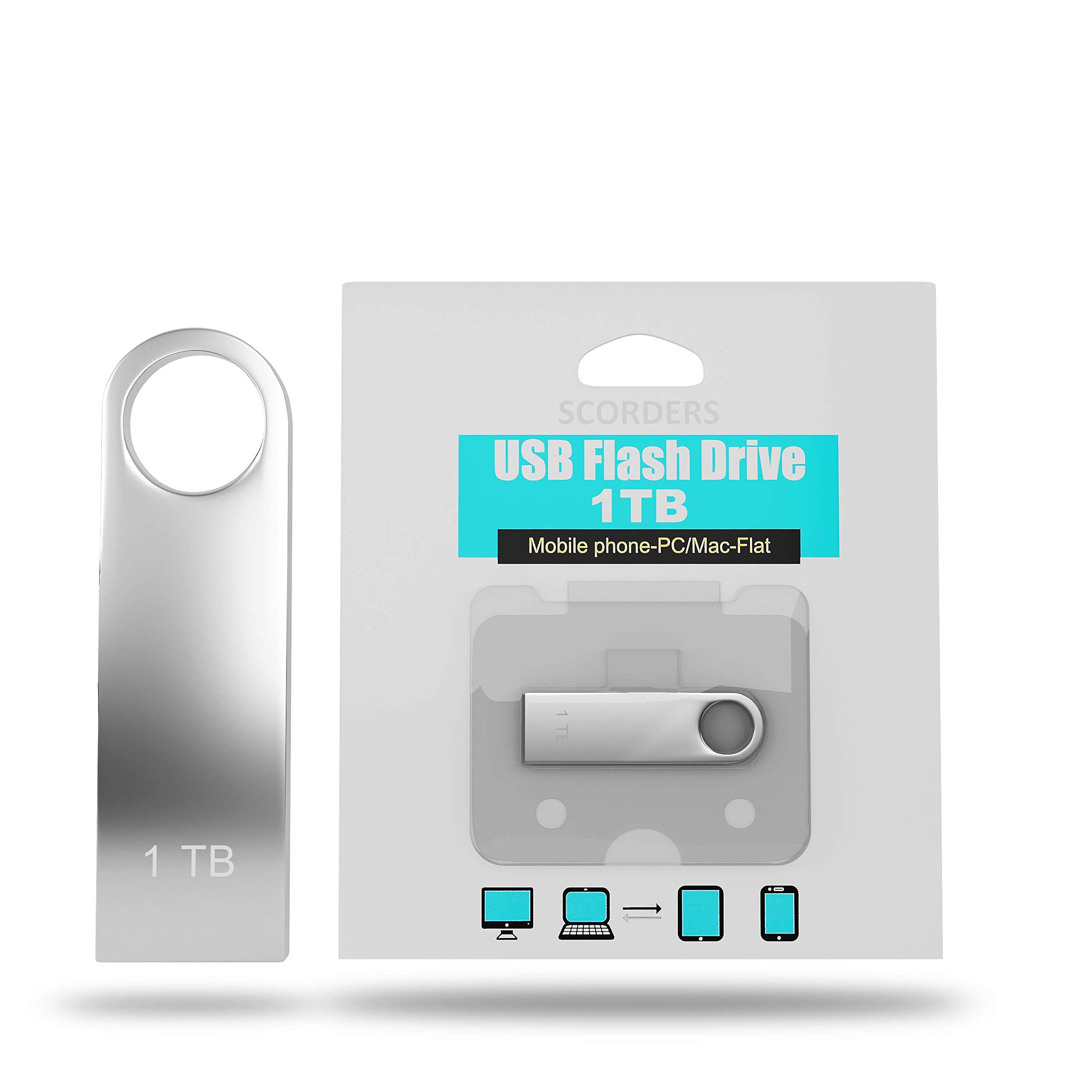 SCORDERS USB Flash Drive (1 TB) High-Speed Data Storage Thumb Stick | Store Movies, Pictures, Documents | PC, Smartphone, Mac Support (Blue)
