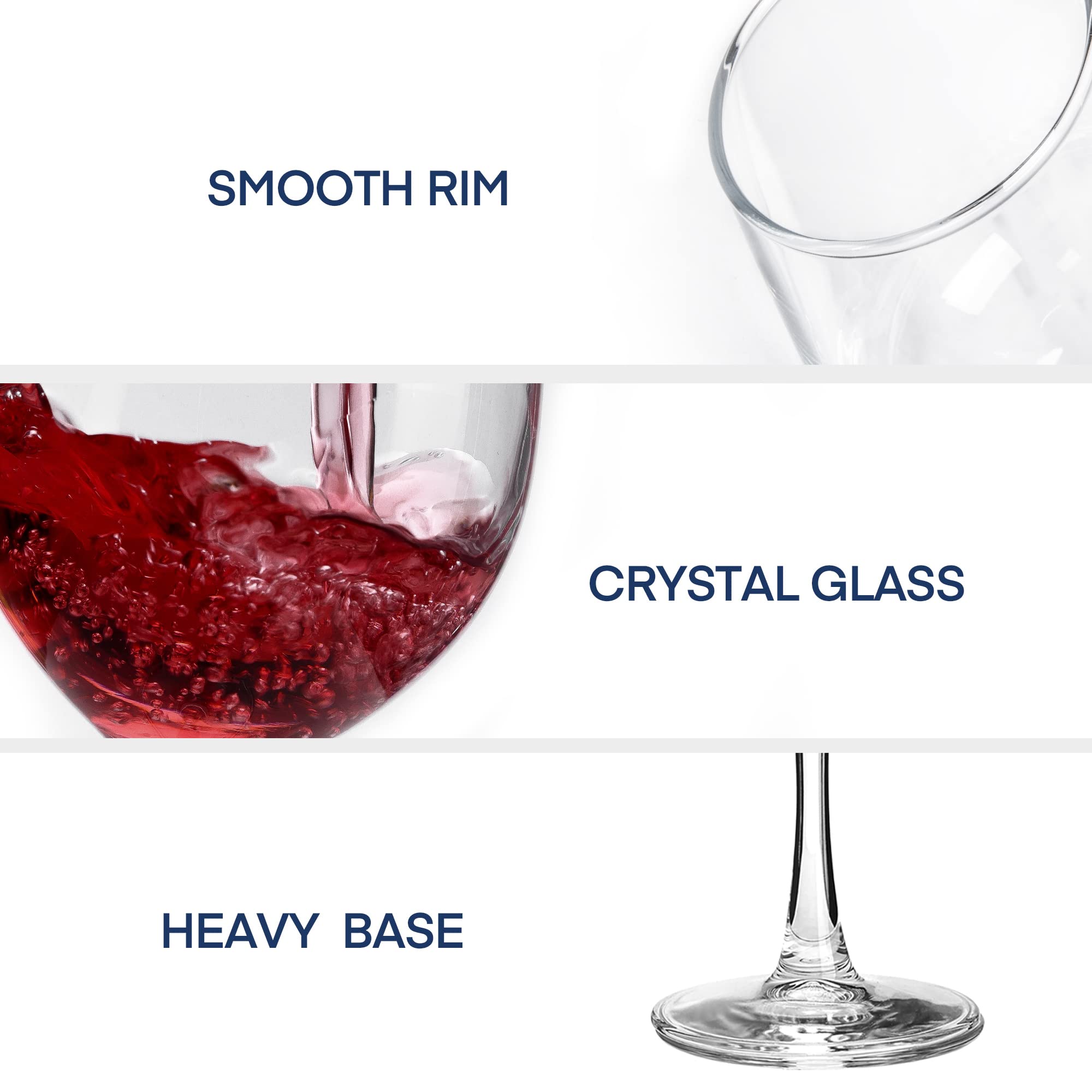 UMEIED All Purposed Wine Glasses Set of 8, Classic Wine Glasses for Red White Wine, Dishwasher Safe, Clear