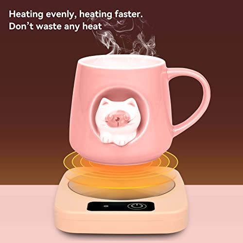 SWIMERY Mug Warmer - Coffee Mug Warmer Keep a Constant Temperature of 135℉ - Coffee Cup Warmer for Cocoa Tea Water and Milk (No Cup), Pink
