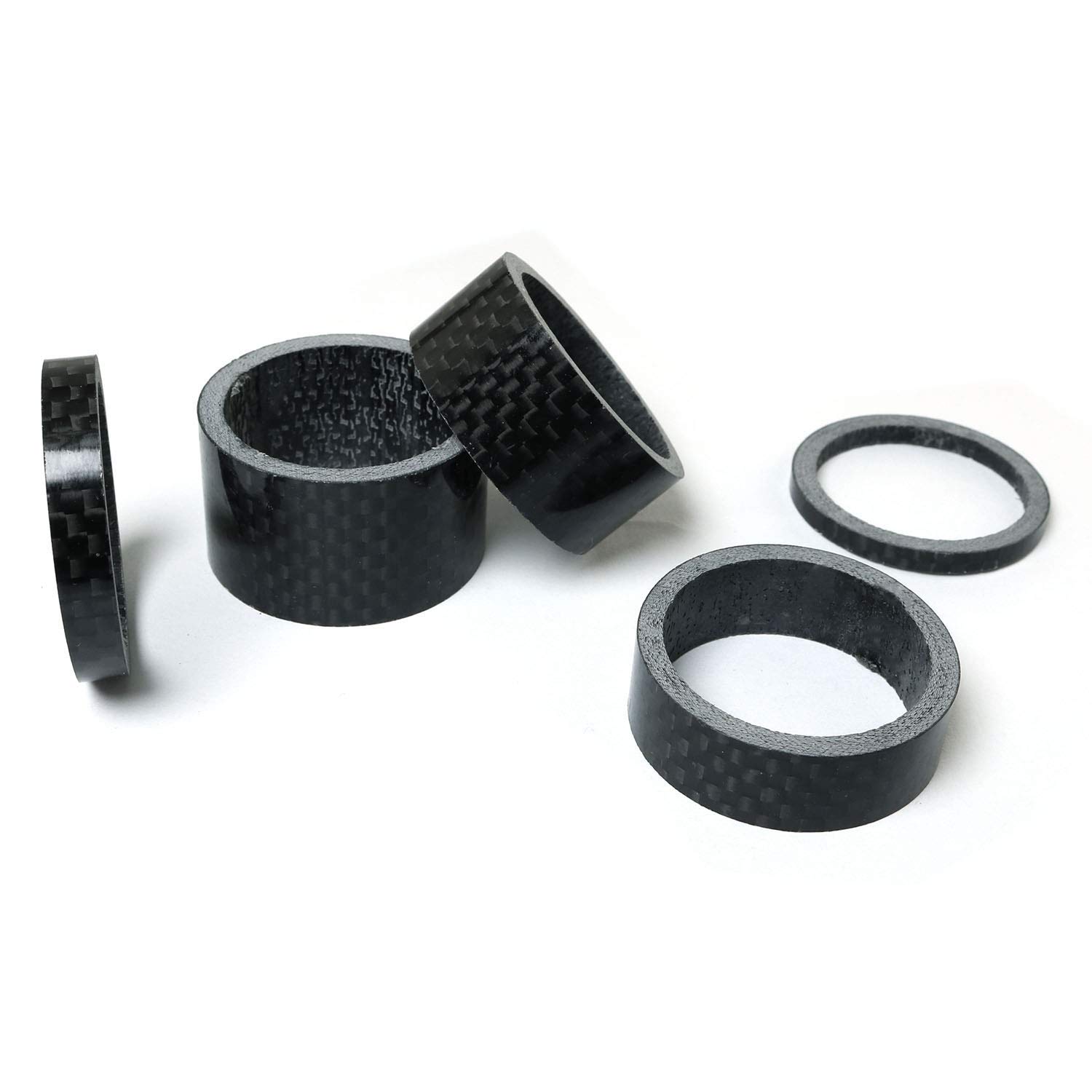 RLECS 5pcs 3K Carbon Fiber Bike Fork Washer Stem Spacers Set 3mm 5mm 10mm 15mm 20mm Bicycle Headset Washer