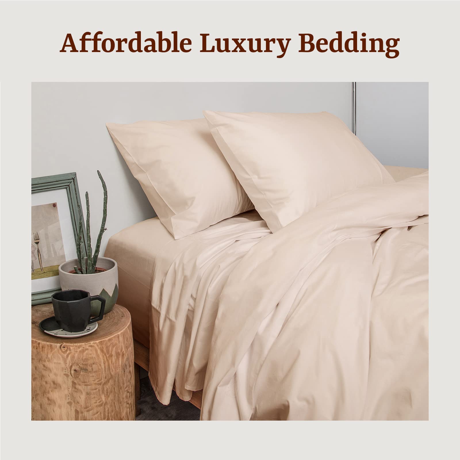 Peru Pima 285 Thread Count Percale 4 Piece Bed Sheet Set - 100% Peruvian Pima Cotton - Hotel Luxury Quality, Extra Soft and Cooling Sheets - Slate Solid Color - King Size