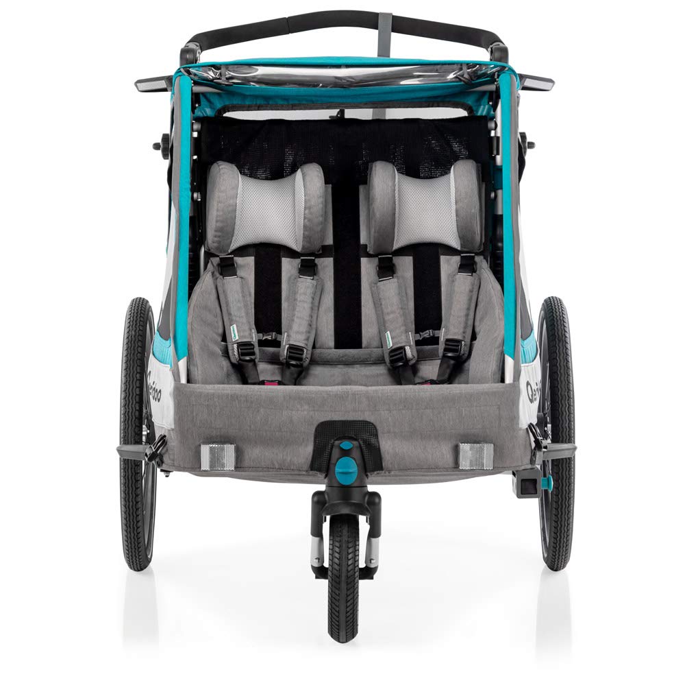 Qeridoo Sportrex 2 2020 Double Seat Kids Bike Trailer & Stroller Sportrex2 (Color Petrol)