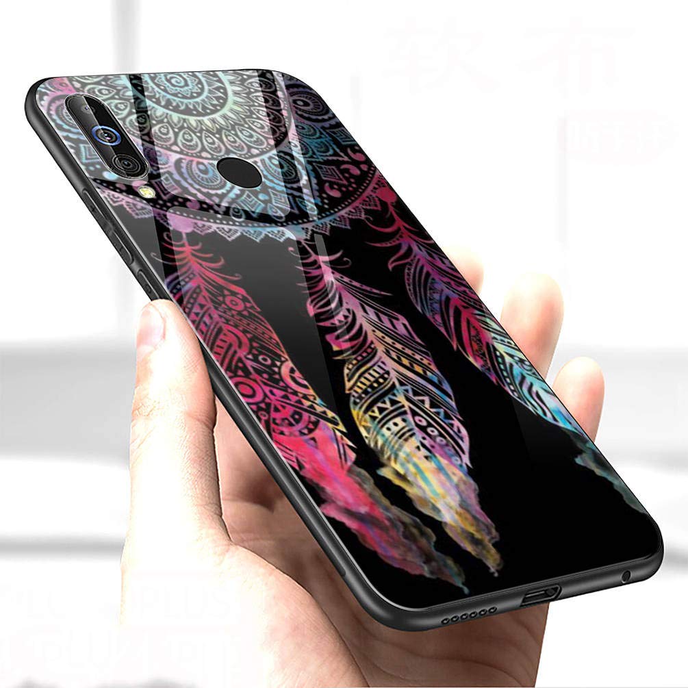 Phone Case for Samsung Galaxy A40 Cover,Tempered Glass Back Cover Soft Silicone Anti Scratch Bumper Design LB-3 Dream Catcher Watercolor Dreamcatcher Protective Case