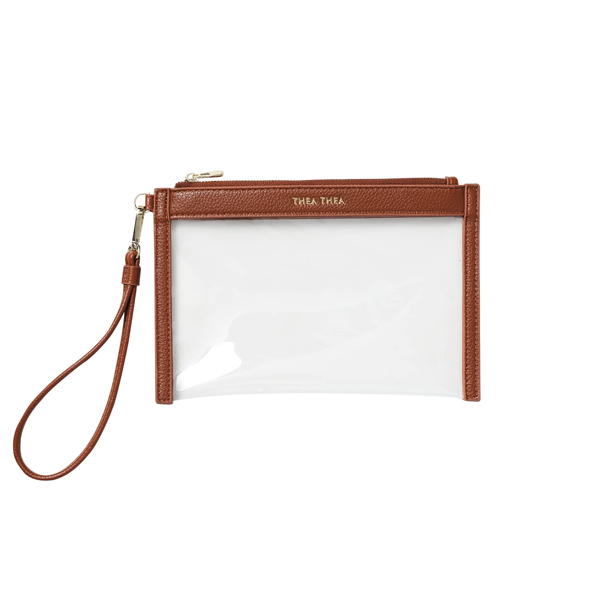 THEA THEA Callie Clear Pouch | Cosmetic Pouch | Diaper Case | Travel Case (Brown)