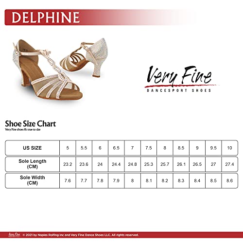Very Fine Womens Dance Shoe Delphine Ballroom Latin Salsa Tango Cha Cha Waltz Flesh Satin 2.5" Heel 8.5 M