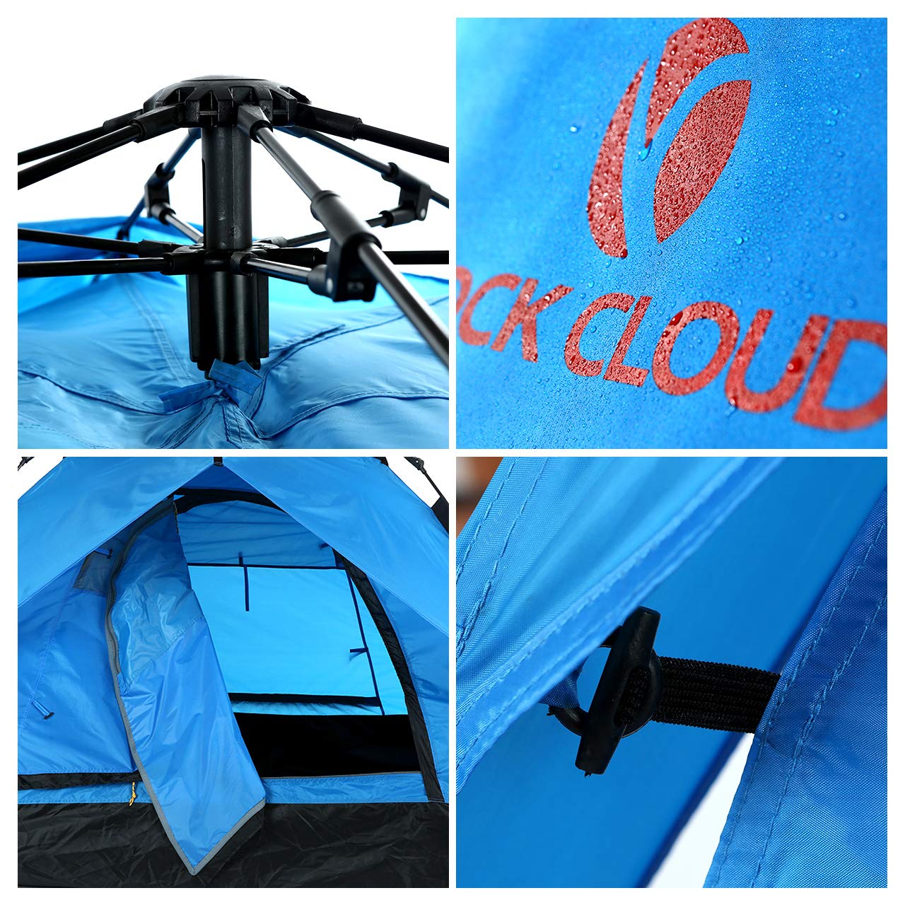 Rock Cloud Pop Up Tent Family Camping Tent 2-3 Person Portable Automatic Quick Setup Tent Waterproof Windproof with Top Rainfly for Camping Hiking