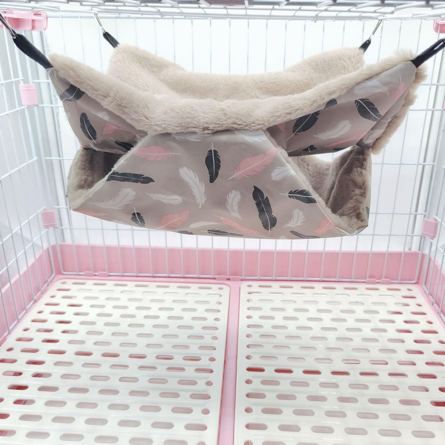 Petcircle Guinea Pig Rat Hammock 2pcs, Pet Cage Hammock X2 for Small Animals Squirrel Squirrel Chinchilla Kitten Small Animals House Cage (khaki)