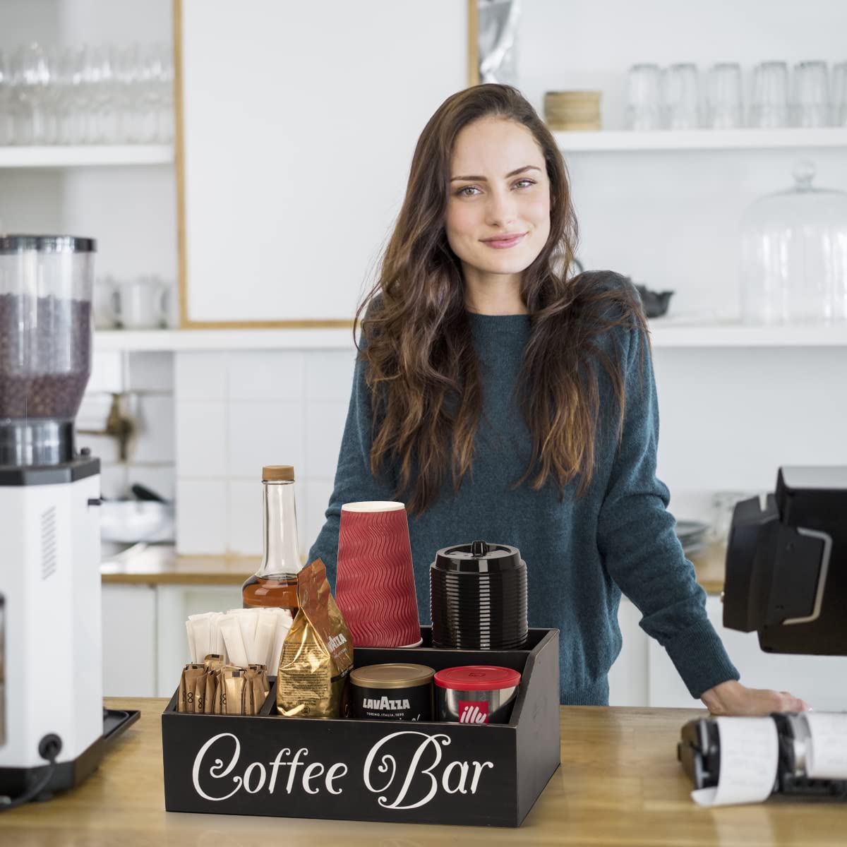 SHINGYU Coffee Station Organizer Coffee Bar Organizer for Countertop Large Capacity K Cup Holder Coffee Pod Holder Farmhouse Coffee Bar Accessories