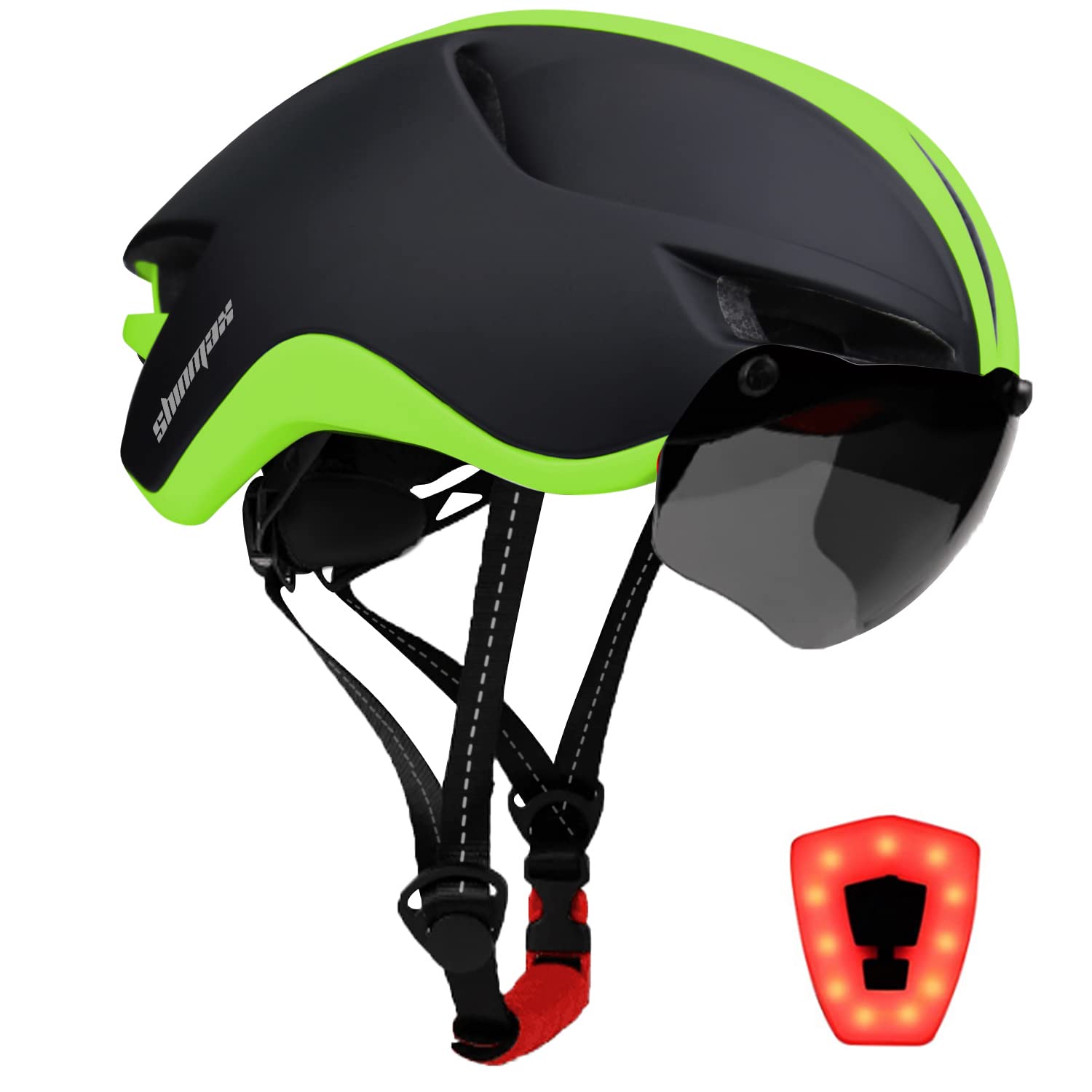 Shinmax Adult Bike Helmet,Bicycle Helmet with Removable Magnetic Goggles & USB Rechargeable Light Specialized Road Mountain Bike Helmet Adjustable Size Ultralight Cycling Helmet Men Women SM-T88