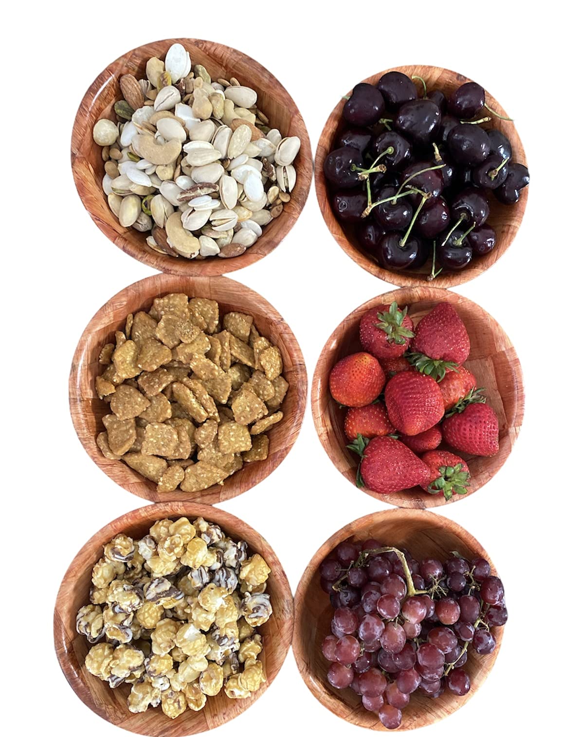 Wooden woven salad bowl, set of 18 Snack bowls 6" inch, Party size 18 pc, Fruit bowl by Grace natural wood bowl, Premium quality, All Natural
