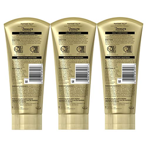 Pantene, Conditioner, Pro-V Smooth and Sleek Hair Frizz Control, 3 Minute Miracle, 6 fl oz, Triple Pack