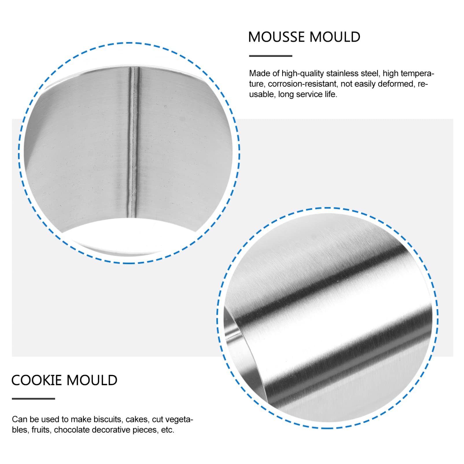 Yardwe 12pcs Mousse Cake Mold Round Mousse Ring Stainless Steel Cake Mousse Ring for Desserts Pastry Eggs 6 * 6 * 5CM