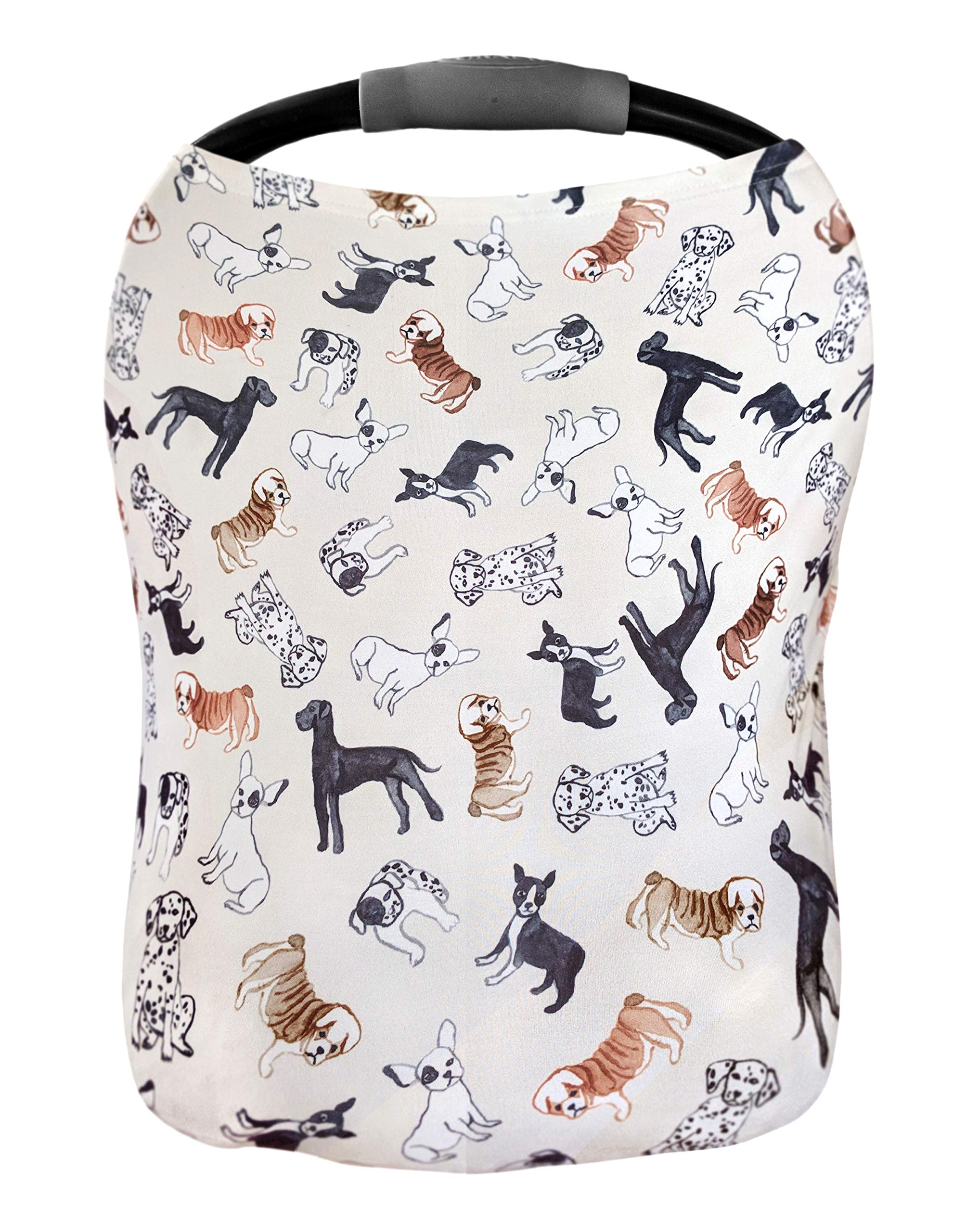 Pobi Baby Car Seat Covers and Nursing Cover - Soft and Stretchy Unisex Pattern (Puppy)
