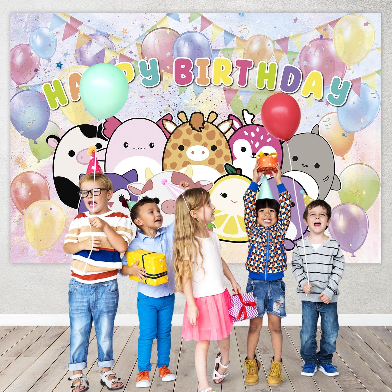 𝓢𝓺𝓾𝓲𝓼𝓱𝓶𝓪𝓵𝓵𝓸𝔀𝓼 𝓟𝓪𝓻𝓽𝔂 𝓑𝓪𝓬𝓴𝓭𝓻𝓸𝓹 5X3FT Squad Theme Backdrop for Girls Boys Kids Birthday Party Decorations Swuishmellow Party Supplies for Photography Banner Backgrounds