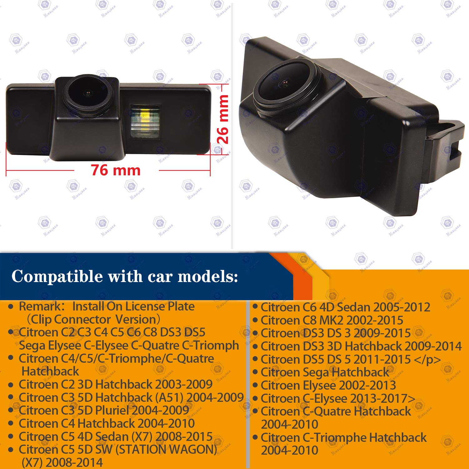 Rear Reversing Backup Camera Rearview License Plate Camera Night Vision Ip68 Waterproof for Peugeot 408 308 307cc 301 Peugeot RCZ 307 Cross 2C Hatchback