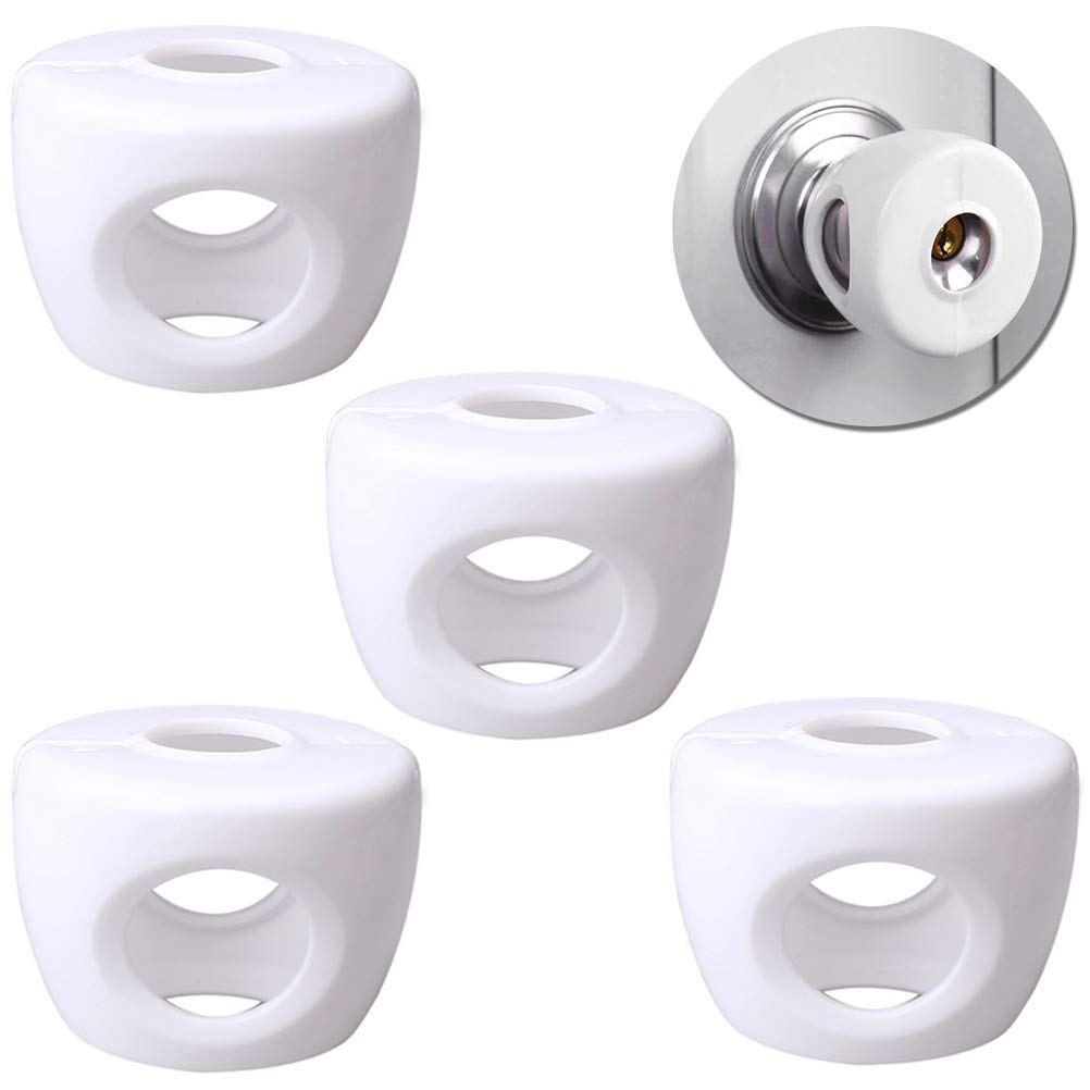 Pengxiaomei 4pcs Kids Safety Round Door Knob Covers, Child Proof Door Knobs Universal Design Fits Most Door Knob Covers
