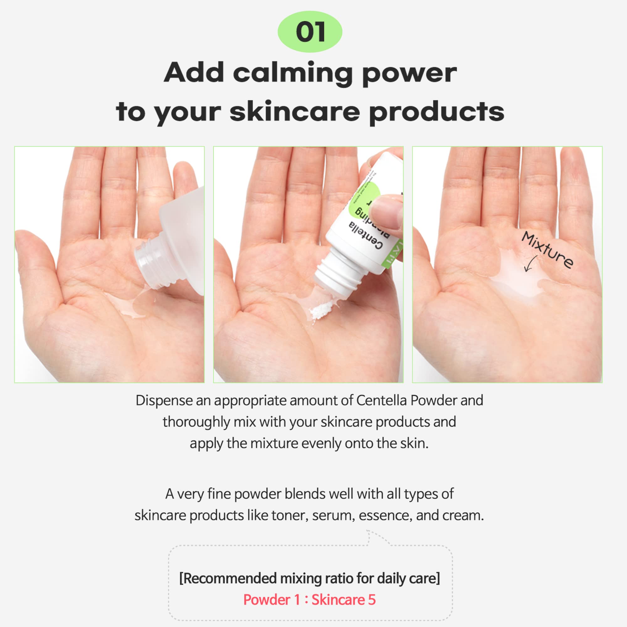 TIAM Centella Blending Powder, CICA Powder, Sebum Control, reduce acne marks, Asiaticoside, Madecassic Acid, Asiatic Acid, 0.35 Oz