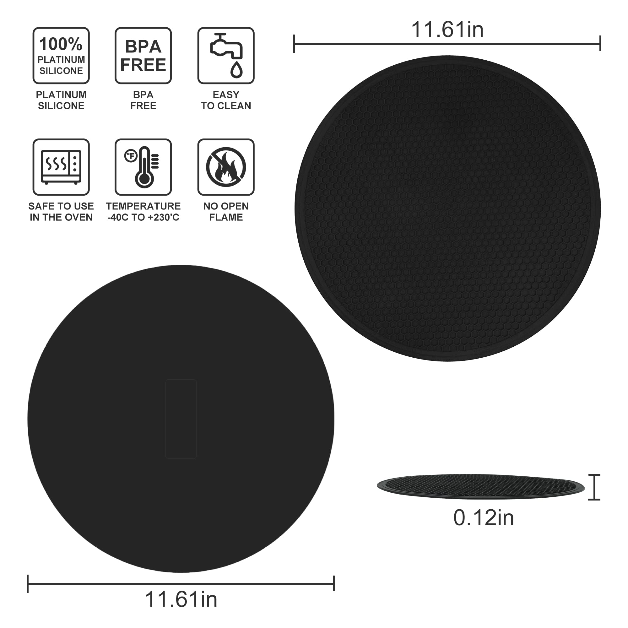 Viwehots Silicone Trivet Mat -Pot Holders-Large Round Trivets for Hot Dishes-Pots & Pans, Dia11.81 Microwave Use Plate Cover Mat, Multifunction Counter Silicone Mats, Durable Kitchen Drying Mat Blue