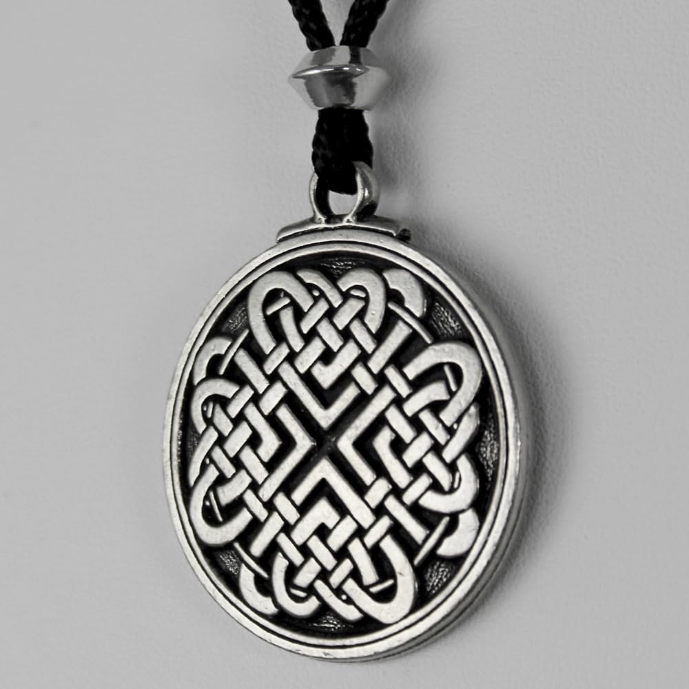 Pewter Celtic Love Knot Necklace - Woven Heart Pendant (1.25" Diameter)