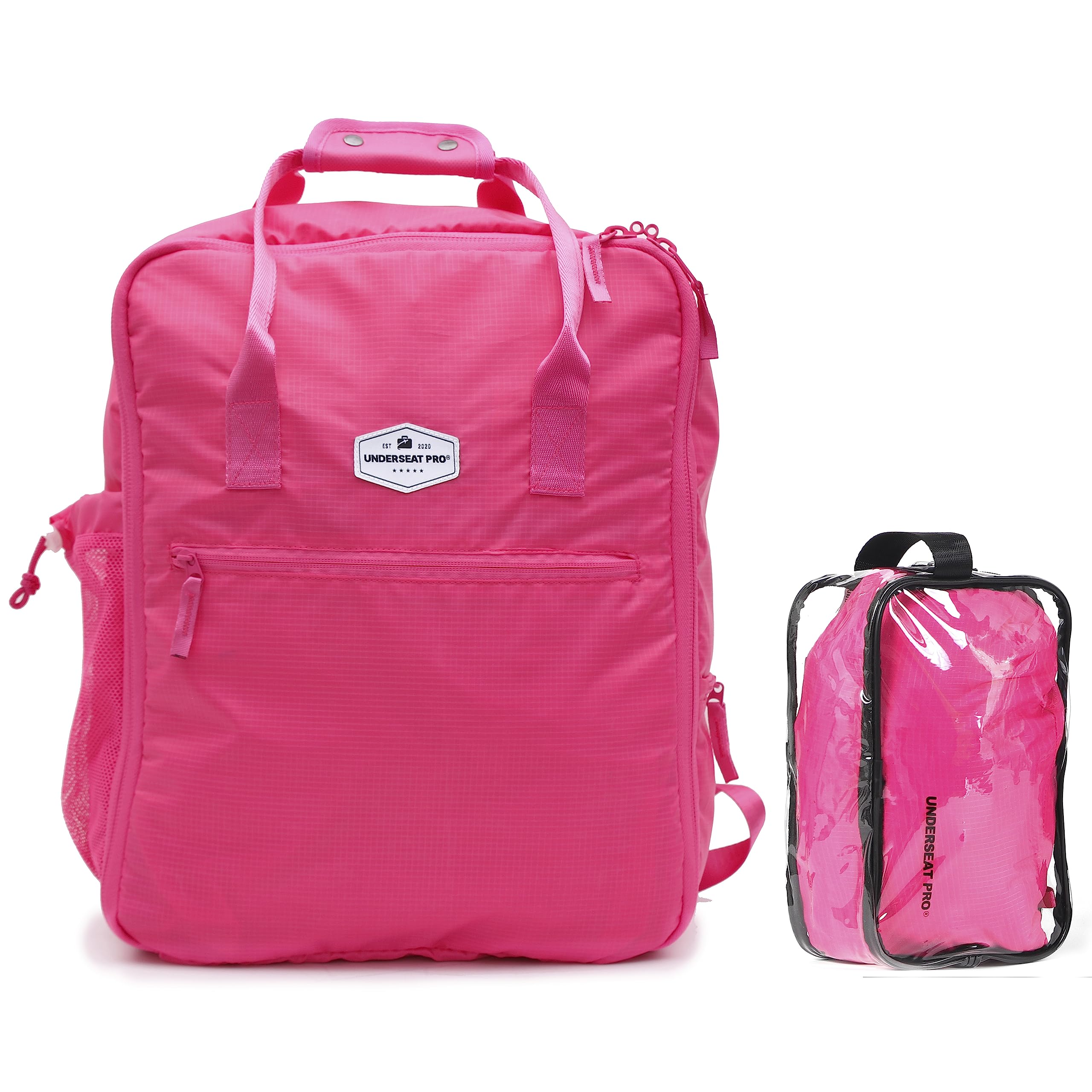 UNDERSEAT PRO Large Packing Cube with Shoulder Straps | Foldable Travel Backpack Personal Item Size (Ruby Red, 30L)