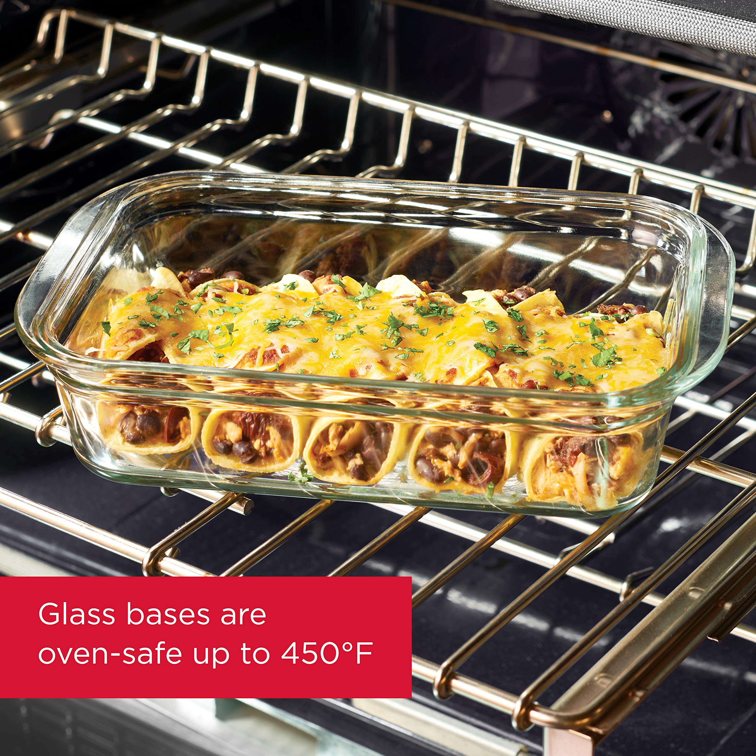 Rubbermaid Brilliance Glass Storage Set of 4 Food Containers with Lids (8 Pieces Total), Set, Assorted, Clear