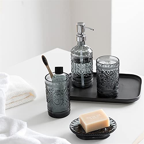 Soap Dispenser Glass 5-Piece Soap Dispenser Set, Modern Kitchen Bathroom Hotel Accessories, with Tray, for Bathroom Kitchen Home Bathroom Soap Dispenser