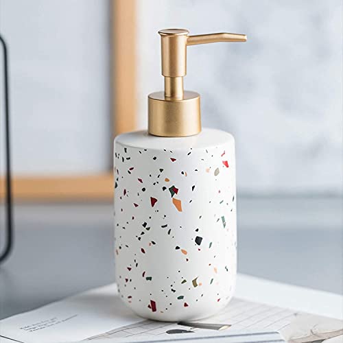 Soap Dispensers Soap Dispenser Durable Lotion Dispenser Ceramic Liquid Soap Dispenser with Electroplating Golden Pump for Bathroom Countertop