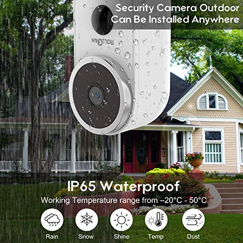 Security Camera Wireless Outdoor, 1080P HD Rechargeable Battery Powered Home Security Cam Smart Surveillance WiFi Camera with IP65 Waterproof, Night Vision, Motion Detection, 2-Way Audio, SD Storage