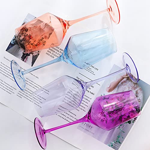 Tergy 5 Packs 15oz Wine Glasses Multicolor Clear Wine Glasses for Wedding Party Home Dinning