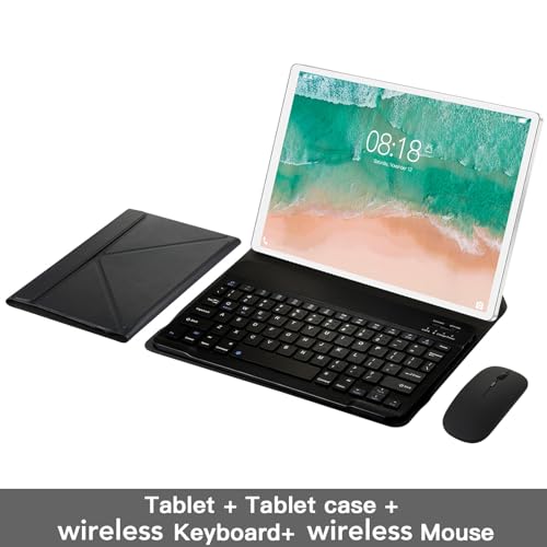 SHYEKYO 2 in 1 Tablet PC 100‑240V 4G LTE 10.1 Inch Tablet MT6755 Octa Core Dual Speakers 12GB RAM 256GB ROM 8800mAh for Entertainment for Android 11 (US Plug)