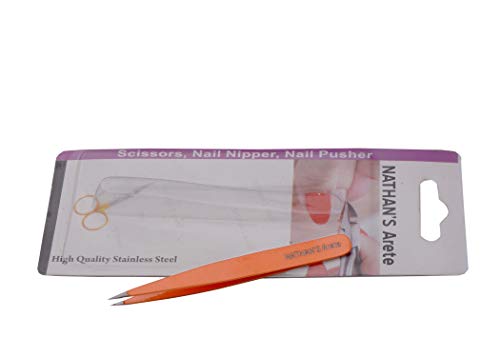 Pointed Tweezers for Eyebrows - Stainless Steel Professional pointed for Splinters, Ticks & Glass Removal - For Ingrown Hair 3.9" by NATHAN’S Arete'