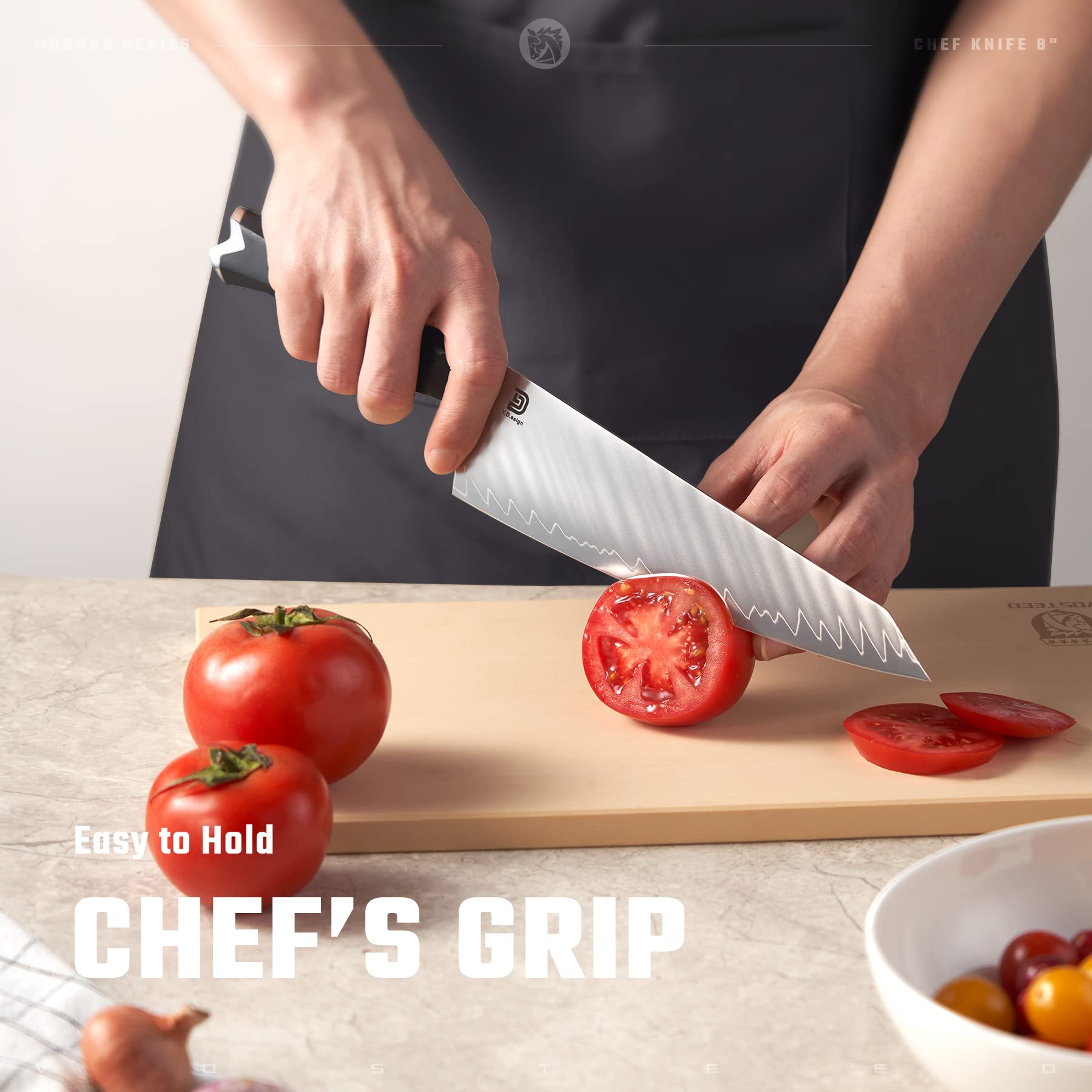 Vosteed 8 Inch Chef Knife Professional Cooking Knife For Kitchen Razor Sharp Kitchen Knife With Sheath-9CR18MOV High Carbon Stainless Steel Knife With G10 Handle, Gift Box - Morgan Series