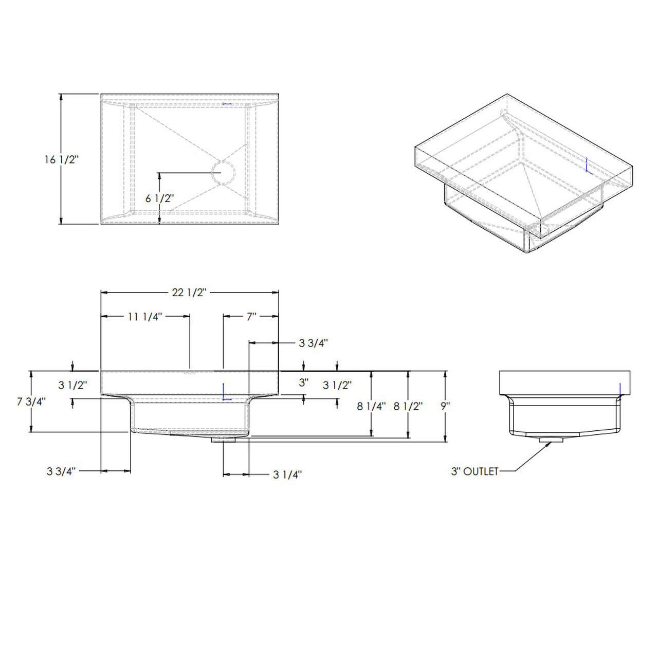 RecPro 9 Gallon RV Holding Tank 22 1/2" x 16 1/2" x 9" | Black Waste Water | 0450H | Made in America