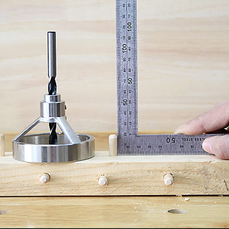 Straight Hole Drilling Positioner, 90 Degree Dowel Drill Press Guide Jig for 5/6/7/8/9/10/12mm Drill Bits, Vertical Hole Puncher Locator, Stainless Steel Bushing, Woodworking Tools (16PCS)