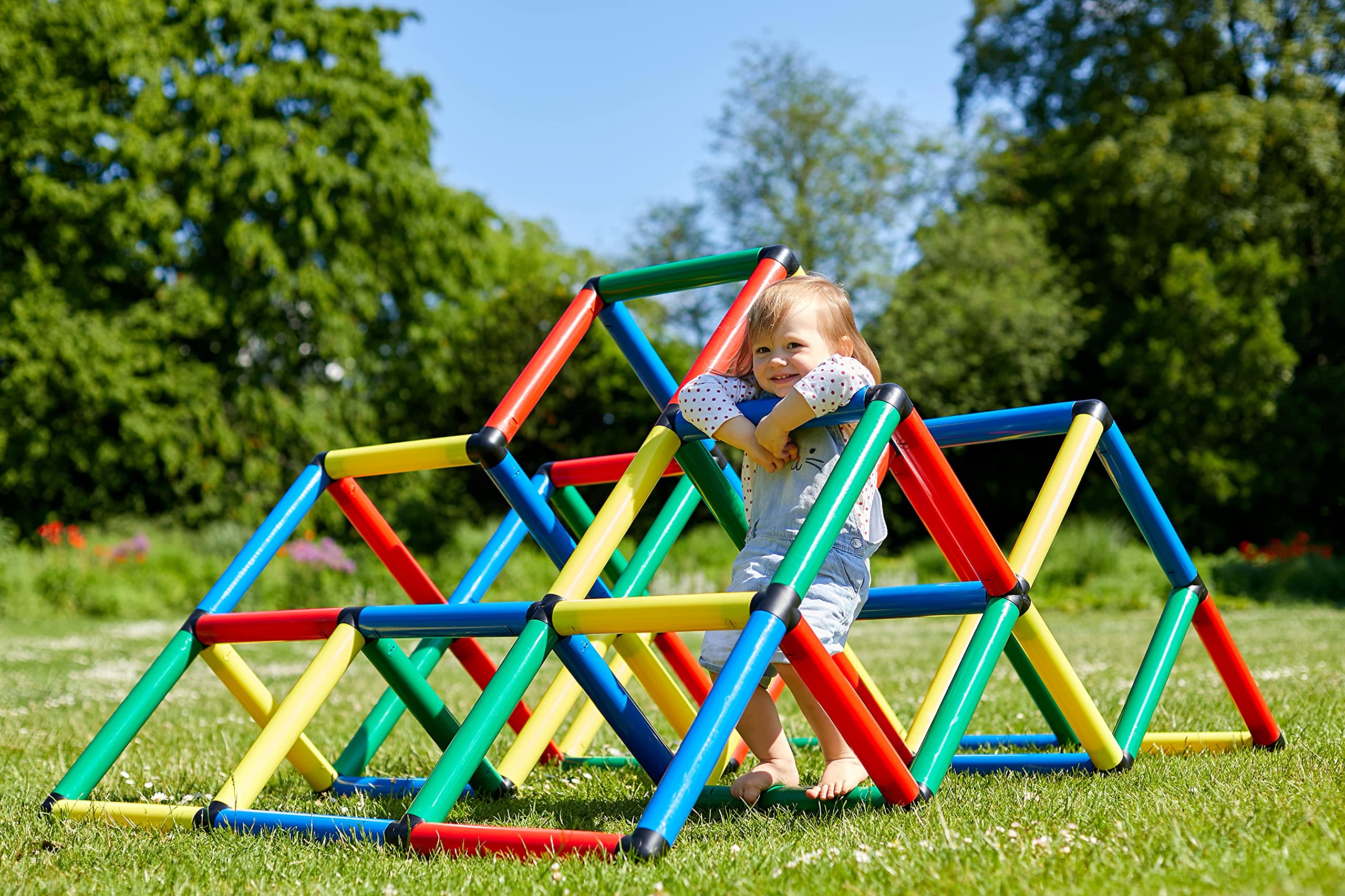 Quadro Climbing Pyramid - Rugged Indoor/Outdoor Climber, Tot/Toddler Jungle Gym, Expandable Modular Component Playset, Giant Construction KIt, Play Structure, for Kids Ages 1-6 Years.