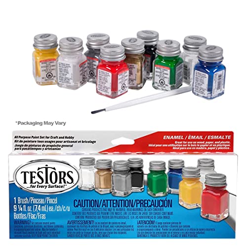 Testors Model Paint and Pixiss Model Accessory Kit - 10 Rich Enamel Paints - Fast Drying - Adheres to Plastic, Paper, Metal - Includes Essential Tools for Gundam, Model Cars, DnD Miniatures