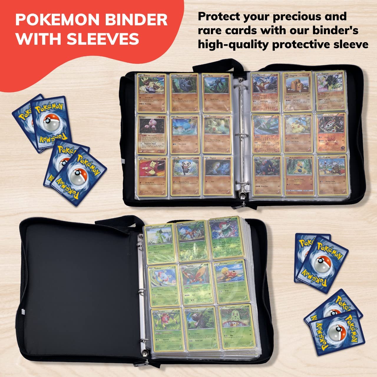 Pokke Card Binder for Cards - 9 Pocket, 540 Trading Card Games Collection Binder with 30 Removable Sleeves