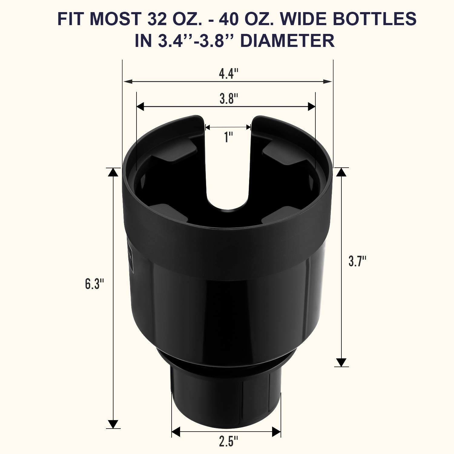 SEVEN SPARTA 2 Pack Car Cup Holder Expander Organizer Adjustable Base, Compatible with Yeti 20/26/30 oz, Hydro Flasks 32/40oz, Nalgenes 30/32/38/48 oz, Other Bottles in 3.4"-3.8" (Black and Silver)