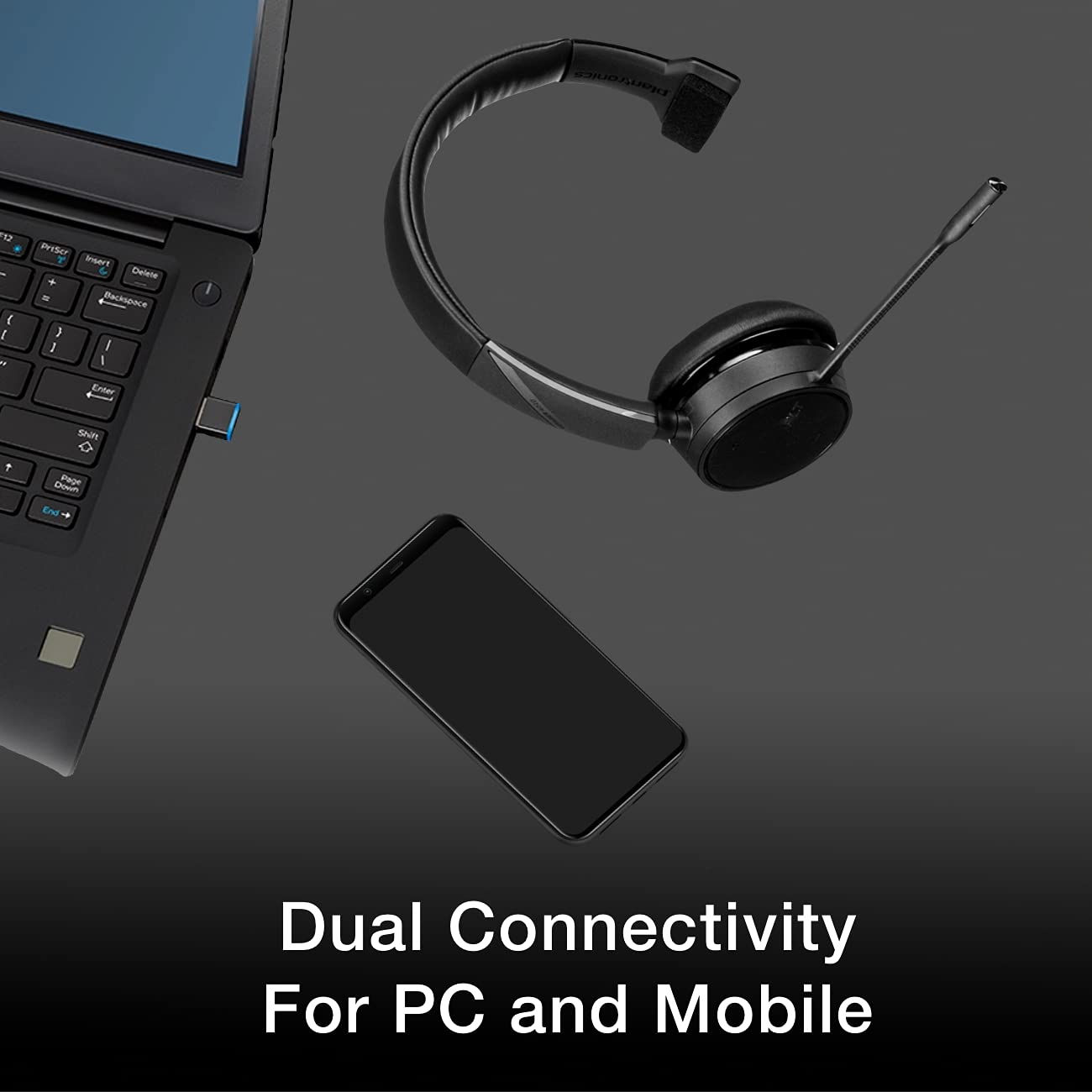 Plantronics Voyager 4210-UC Bluetooth Headset - USB-A Dongle Bundle, Streaming Music, PC Voice Apps, Collaboration, Softphones - PC or MAC or Mobile Device, and Conferencing (USB A)