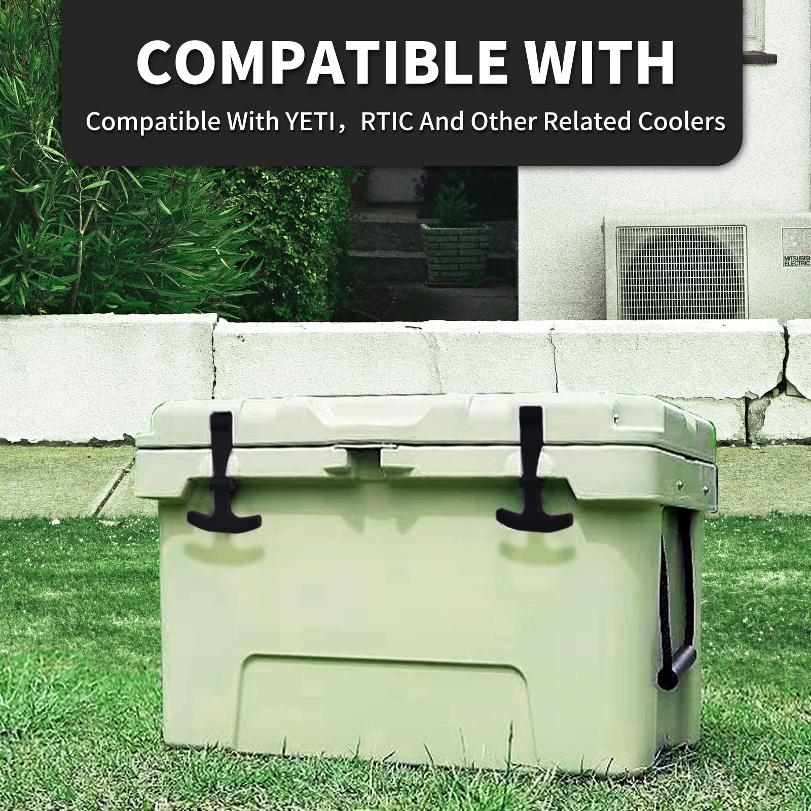 Olaismln Cooler Lid Latches Replacement Compatible with Yeti, RTIC and Other Related Coolers, T-Latches Made of Premium Hard Durable Rubber, Help Save Fingers/Knuckles(2 Pack), Black