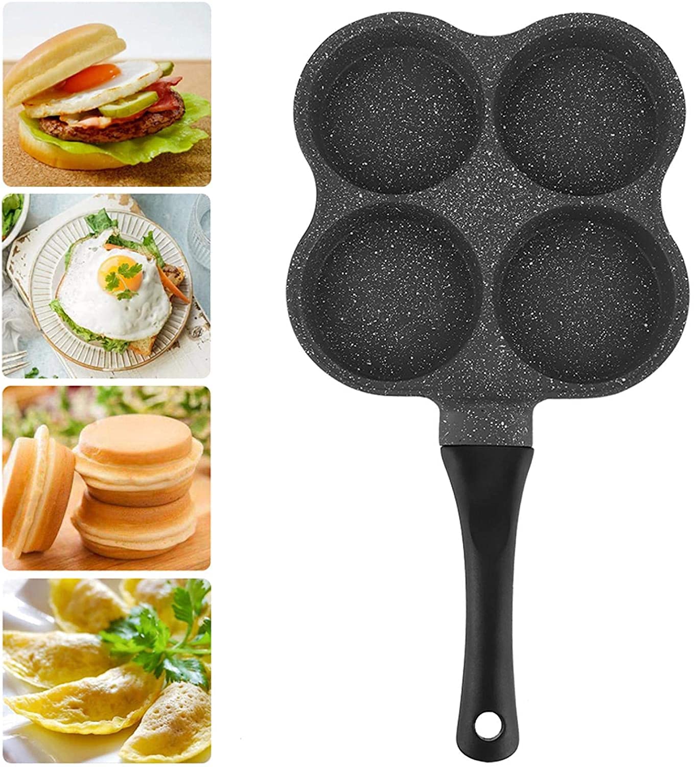 Ymiko 4-Cup Aluminum Egg Frying Pan, Non-Stick, Electric Stovetop Compatible, 18/8 Stainless Steel