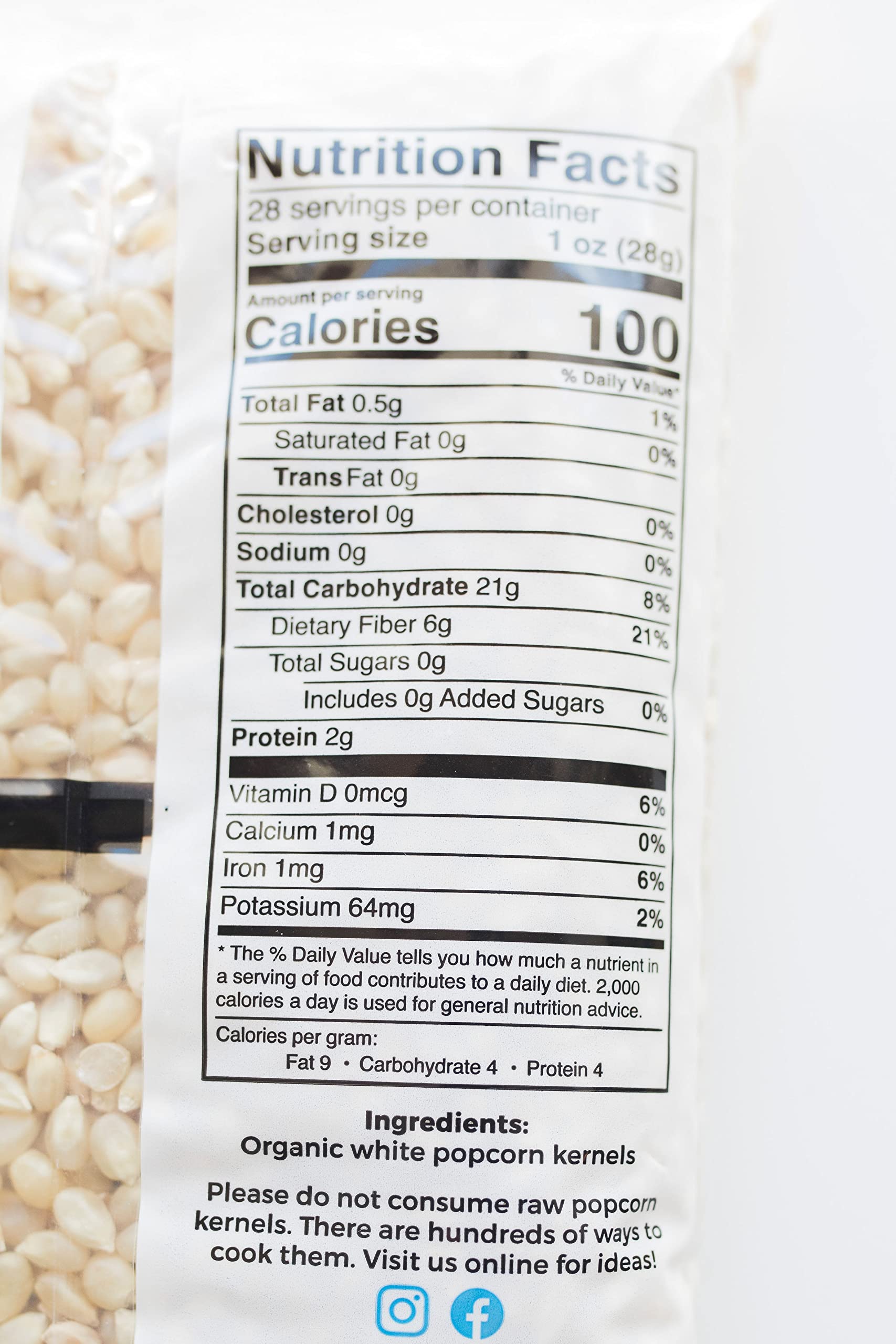 Preferred Popcorn Organic White Popcorn, 28 Ounce Bag, Pack of 4, 30 Servings Per Bag