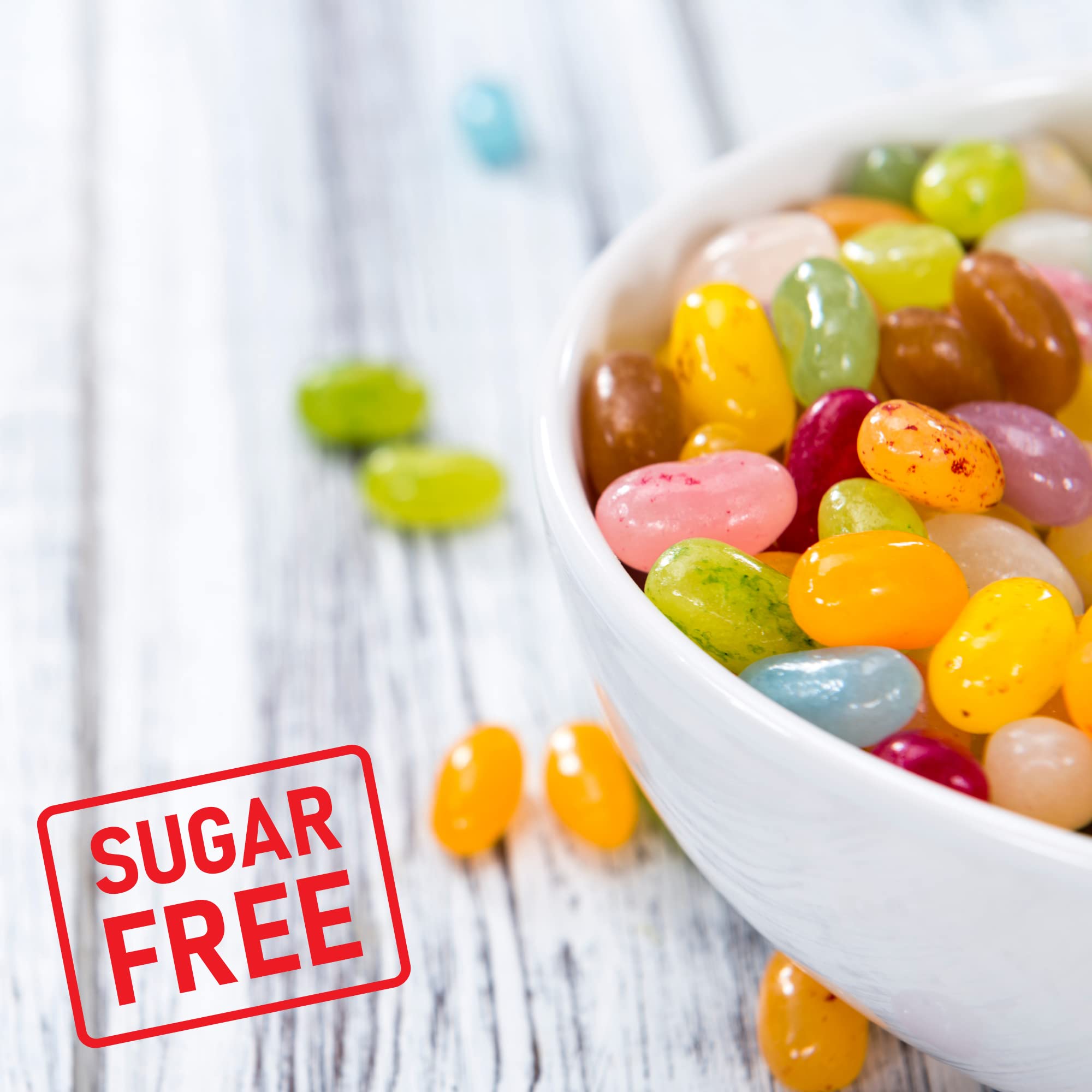 Sugar Free Jelly Beans, Sugar-Free Chewy Candies in Assorted Fruity Flavors, Low Calorie Shareable Sweet Snacks, 2.8 ounce bags, Pack of 3