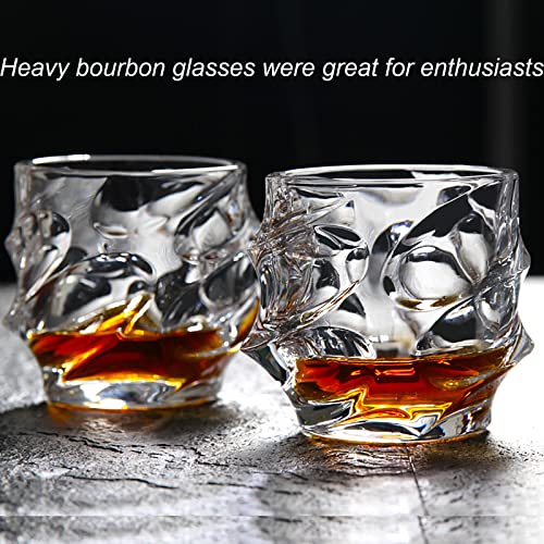 WUWEOT 6 Pack Crystal Whiskey Glasses, Clear Thick Scotch Glasses, 10 Oz Old Fashioned Bourbon Tumblers with Box for Drinking Scotch, Cocktails, Rum, Vodka, Cognac, Liquor