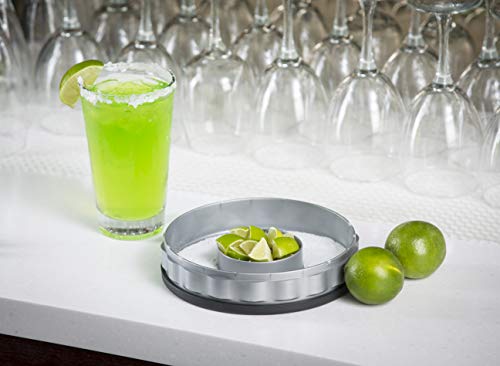 Tablecraft 2 Piece Glass Rimmer Tray with Non-Slip Top, Silver/Black